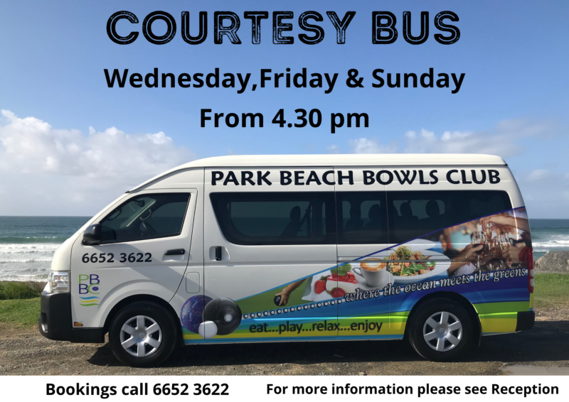 Courtesy Bus | Park Beach Bowls Club
